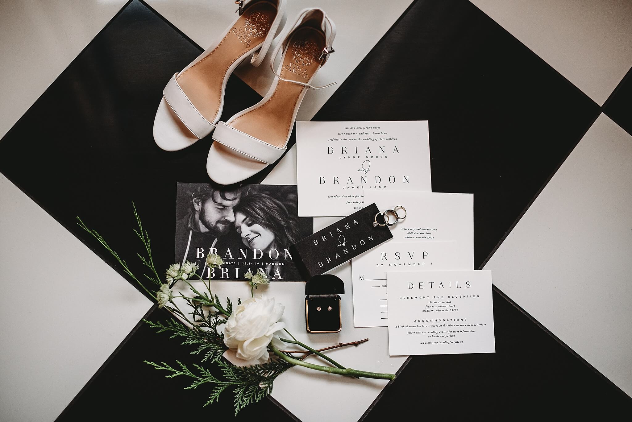 An elegant black & white winter wedding at the Madison Club | Tara ...